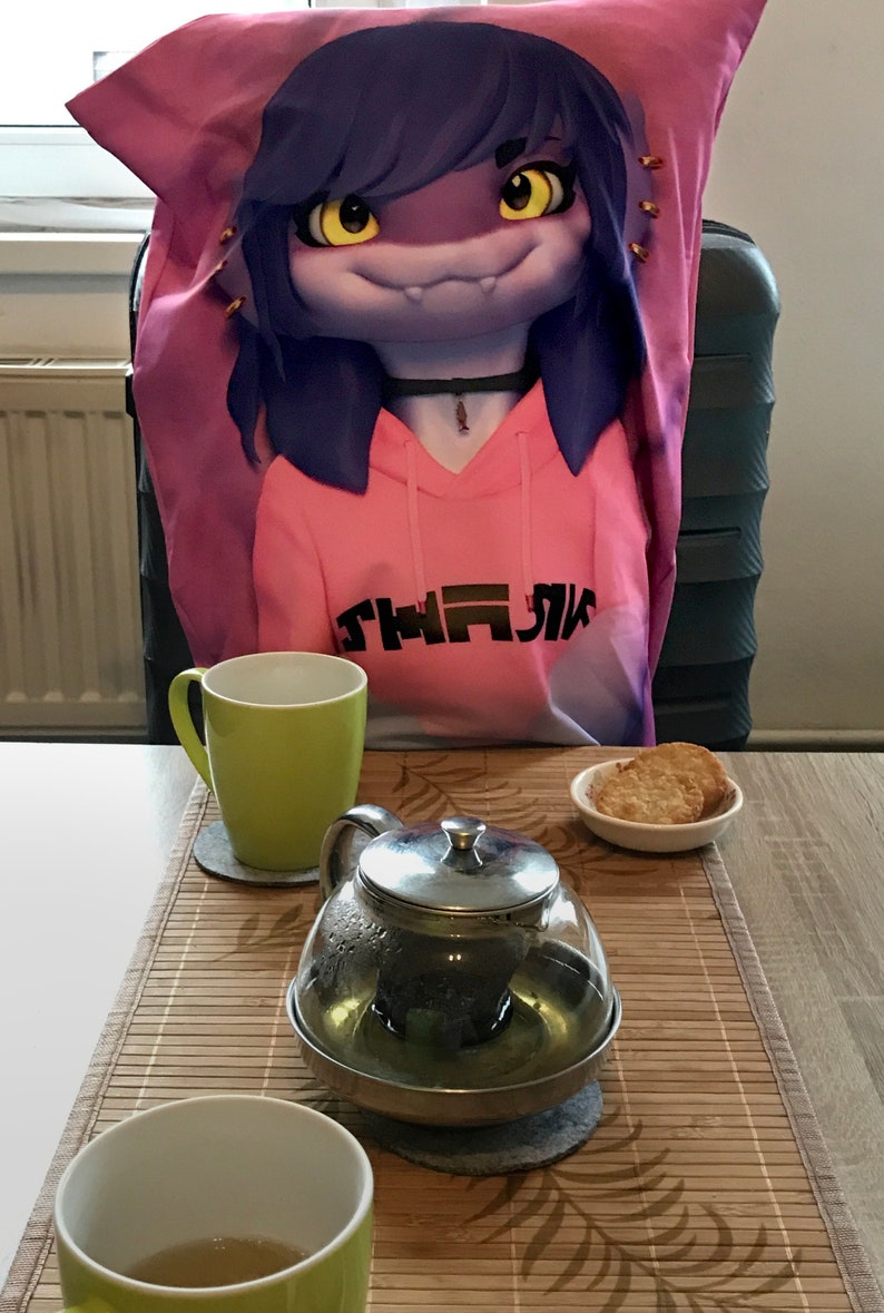 daki Lin - Art by Lin Shark - the Purple Shark in hoodie Dakimakura Fu